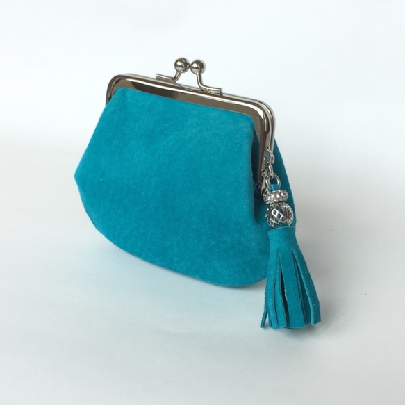 ターコイズブルー＆モロッカンのスエードがま口コインケース 小銭入れ・コインケース LunaSol 通販 4101882｜Creema(クリーマ)