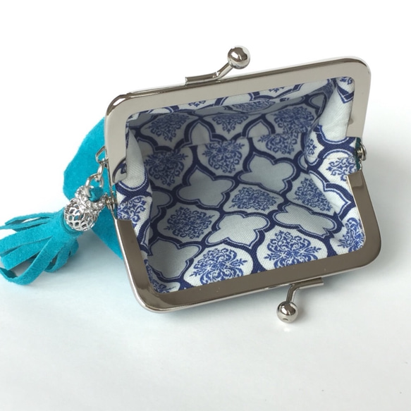 ターコイズブルー＆モロッカンのスエードがま口コインケース 小銭入れ・コインケース LunaSol 通販 4101882｜Creema(クリーマ)