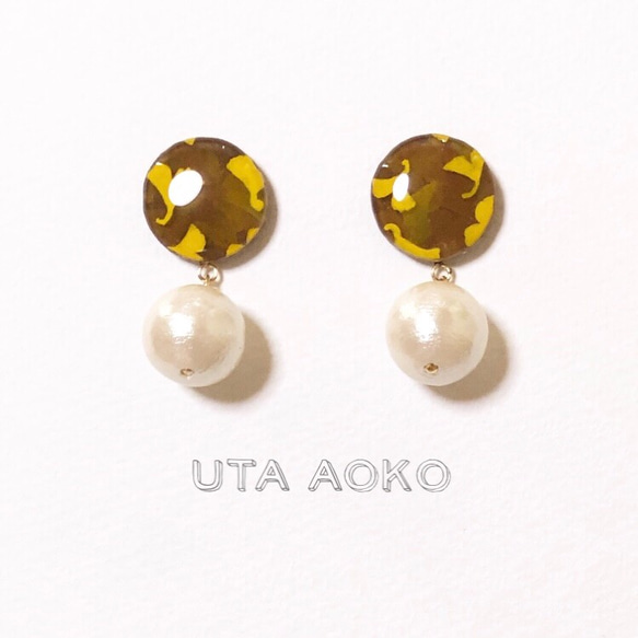 丸のピアス/イヤリング*銀杏にコットンパール* ピアス（スタッド・一粒） MarcoSherickaマルコシェリカ 通販｜Creema ...