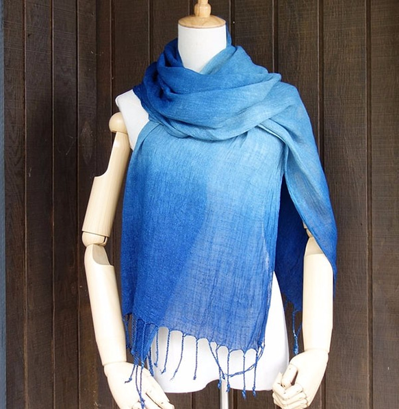 藍染大判ストールグラデーション ストール uriuribachan 通販 3987168｜Creema(クリーマ)