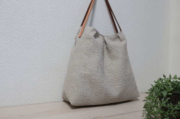 ピュアリネンワッフルトートバック トートバッグ onkako 通販｜Creema(クリーマ) 7731589