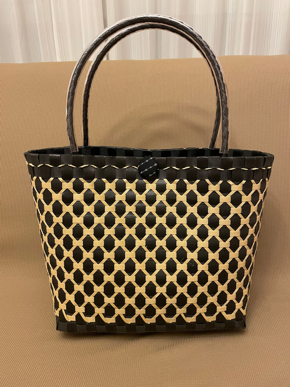 プラカゴ アーバンダイヤ柄 アウトドアやショッピングに エコバッグにも かごバッグ Benny 通販 12646602｜Creema(クリーマ)