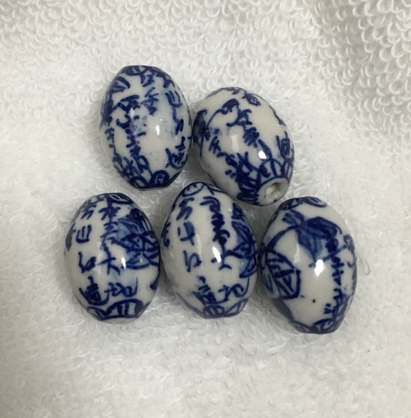 シノワズリ藍色陶器 楕円形5個セット ビーズ ☆Litus☆ 通販 2971740｜Creema(クリーマ)