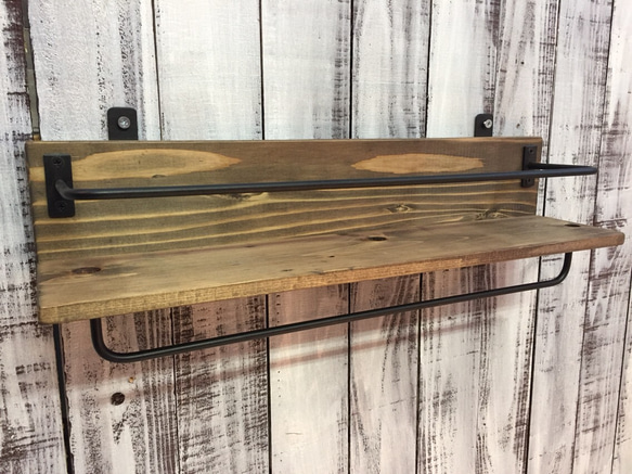 アイアンタオル掛け(シェルフ付き) 棚・シェルフ・ラック R32FACTORY 通販 3063023｜Creema(クリーマ)