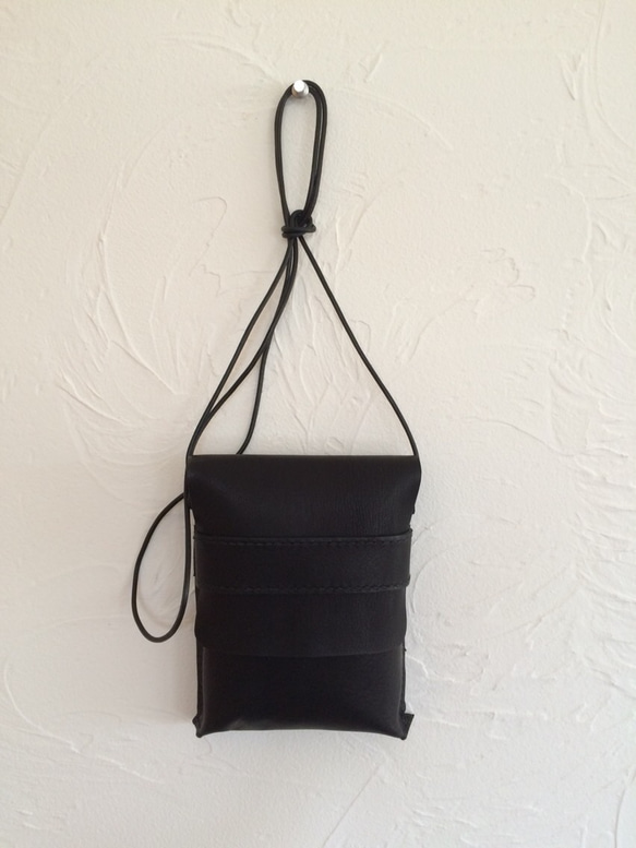 レザーポシェット ブラックレザー ポシェット ケシトいと 通販｜Creema(クリーマ) 2138041