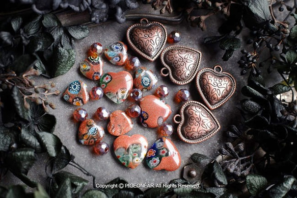 ★2種平ハートビーズ&チャーム入アソート茶Mix(10aso5) ビーズ PIGEONEAR 通販 12713922｜Creema(クリーマ)