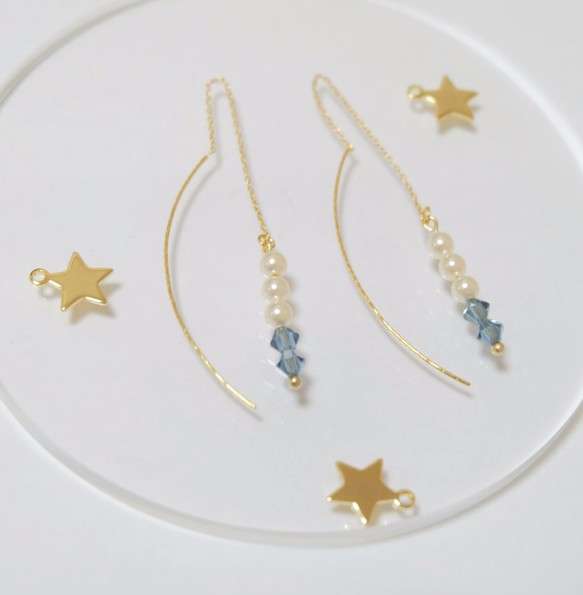パールとスワロフスキーのアメリカンピアス#37 ピアス（フック・チェーン） yaii accessories 通販 1360441 ...