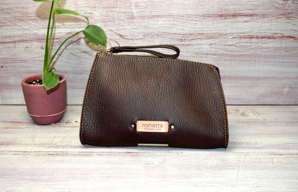 本革ポーチ（チョコ） ポーチ rainette 通販 3596551｜Creema(クリーマ)