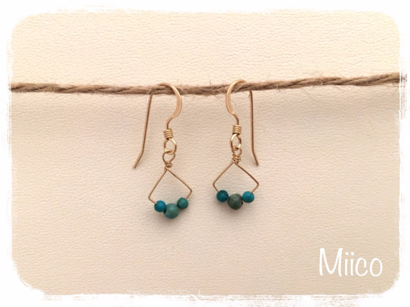 ターコイズのピアス ピアス（フック・チェーン） Miico 通販 2174867｜Creema(クリーマ)