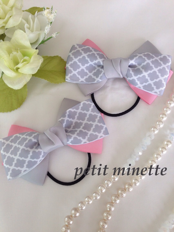 グログランリボンのトリプルリボン♡ ヘアゴム petitminetteribbon 通販｜Creema(クリーマ) 3061252