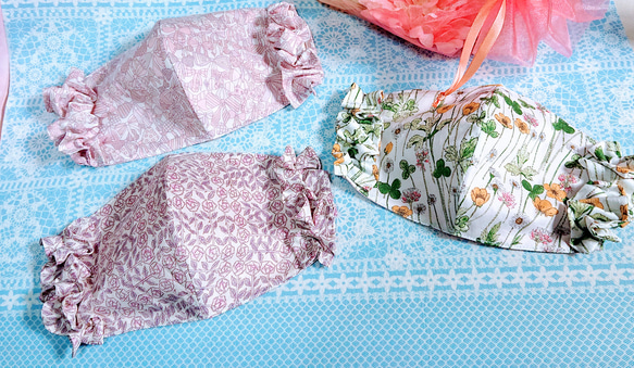 大人用1Pお選び シャーリング不織布カバー「リバティプリント」内布【抗菌ウイルス臭花粉カビ対応ガーゼ】 マスクカバー アンジェリカ ガーランド ...