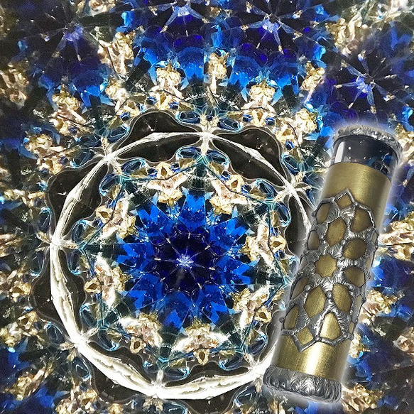 一点物のオリジナル！贈り物に！天然石の万華鏡 希望の灯り『Hope ブルー』オイル万華鏡、mk-hopeb【誕生日】【母 立体・オブジェ ...