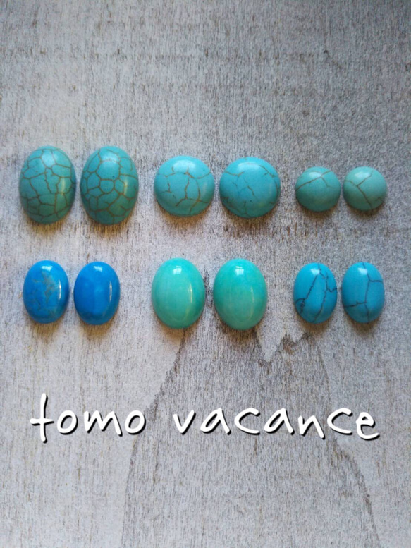 ターコイズのカボションアソート 12個 天然石 tomo8100 通販｜Creema(クリーマ) 3944186