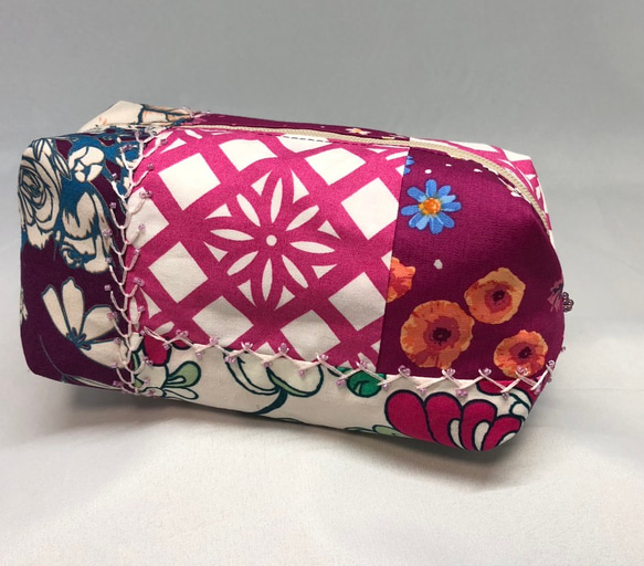 USAコットン コロコロポーチ（中）ステッチ、ビーズ入り ポーチ HANAE 通販｜Creema(クリーマ)