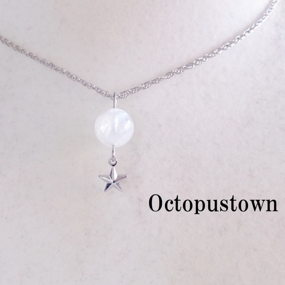 【6月の誕生石】 月の力をもつ石 ムーンストーンと一番星のネックレス（天然石/シルバーカラー） ネックレス・ペンダント Octopustown ...