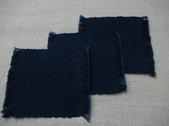 藍染手織り綿コースター3枚セット コースター mm.Kalion 通販｜Creema(クリーマ) 3946625