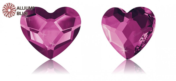 【スワロフスキー#2808】2粒 Heart ラインストーン ホットフィックス 10mm フューシャ (502) 裏面ア ビジュー・クリスタル ...