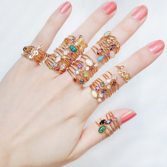 シンセティックホワイトオパールリング・10月誕生石・サイズオーダー可・華奢デザイン・18金仕上げ 指輪・リング grain 通販 ...