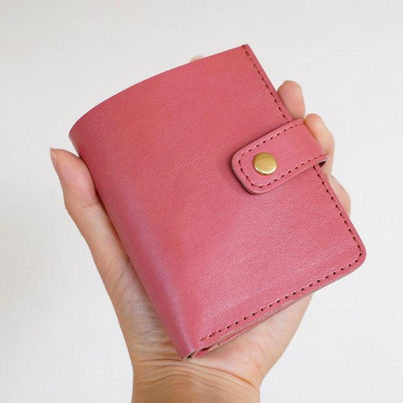 【小さいお財布 Small Wallet】 ピンク / ミニ財布 小さい財布 革財布 名入れ ギフト 二つ折り財布 BuddyCast ...