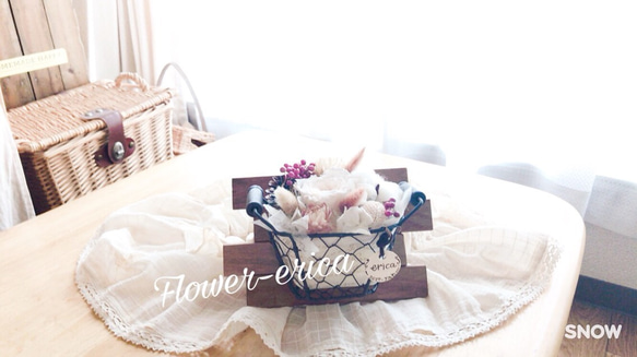 White Flower ーアイアンのかご springー【母の日】 プリザーブドフラワー Flower_erica 通販 3563512 ...