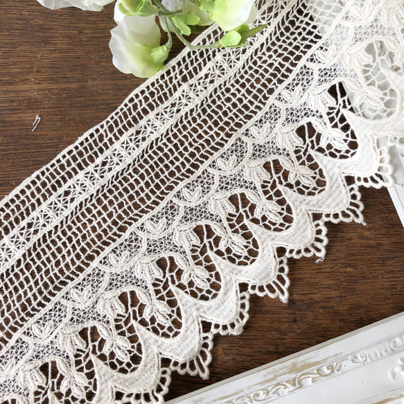 【販売終了】トーションレース 格子花柄 Kiej-7（50センチ単位） レース チビチビキッチン 通販｜Creema(クリーマ)