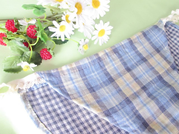 冷え取り下着 オーガニックコットンふんどしパンツ マシュマロチェックブルーイエロー M-L その他ファッション AVOIR DU COEUR ...