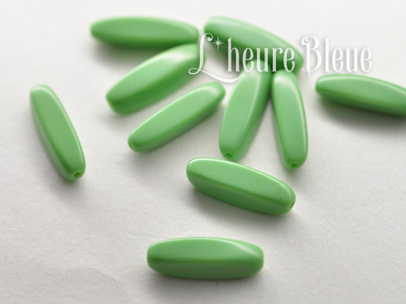 最終！仏ヴィンテージ ロングビーズ ライムグリーン 18mm 10個セット B105153_180 ビーズ ルールブルー 通販 4386527 ...