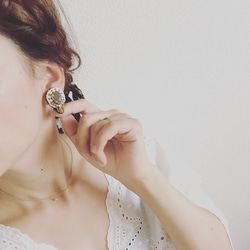 ビーズフリンジ×刺繍イヤリング〔ピアス〕 イヤリング・ノンホールピアス BORDER_handmade 通販 3073975｜Creema(クリーマ)