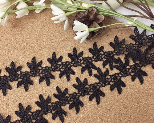 綺麗 桜 葉っぱ リーフ ケミカルレース ブレード 黒 BK171226 綺麗 桜 葉っぱ リーフ ケミカルレース ブレード 黒 BK171226