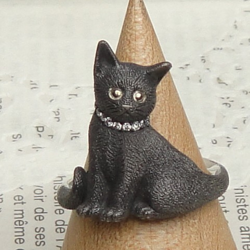 お座り黒猫リング (シルバー/CZ) 指輪・リング ナーズ 通販 お座り黒猫リング (シルバー/CZ) 指輪・リング ナーズ 通販