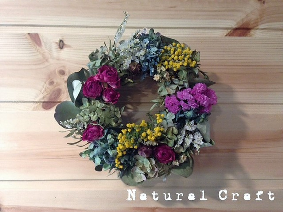 母の日にも♪ドライフラワーリース＊ローズpink＊直径約19cm リース Natural Craft 通販 5552424｜Creema(クリーマ)