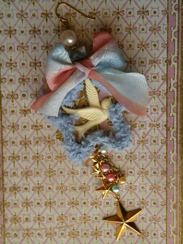 ヴィンテージ素材 モコモコな星＆リボンのキッチュなピアス ピアス（フック・チェーン） Maiden's drawer 通販 1862733 ...