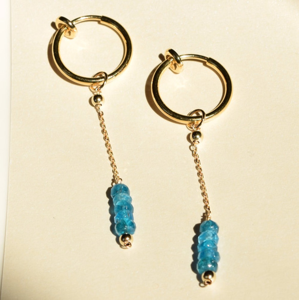 14kgf_ネオンブルーアパタイトのイヤリング-ear009 イヤリング・ノンホールピアス giglio 通販 3385860｜Creema(クリーマ)