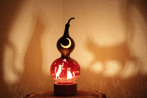 aksplty様オーダーメイド ネコのひょうたんランプ 『 夜行蝶 』 スタンドライト・テーブルランプ ひょうたん工房 タクミアン 通販 ...