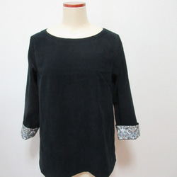 ベルベットコーデュロイ ブラック ＆タナローン ストロベリーシーフ でボートネッククブラウスM～Lサイズ♪ ブラウス sanae 通販 ...