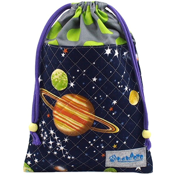 ひみつの世界 ネイビー キルティング巾着 その他入園グッズ namioto2014 通販｜Creema(クリーマ) 4089883