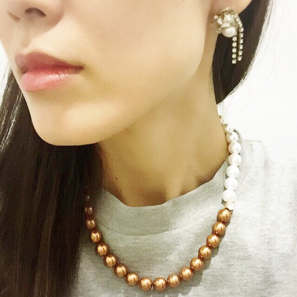 bi-color pearl necklace ネックレス・ペンダント cinsophile 通販 2547626｜Creema(クリーマ)