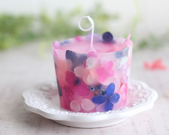 アロマフラワーキャンドル （マゼンタ＆ブルー） ＃049 キャンドル・キャンドルホルダー ゆめいろキャンドル 通販 4663262 ...