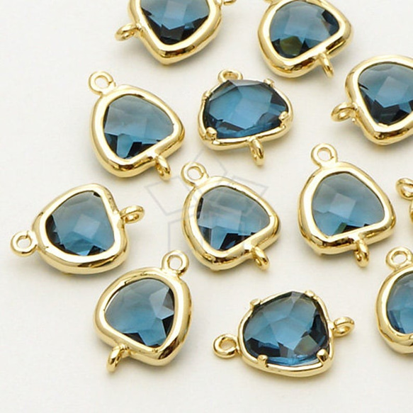 【2個入り】キュートグラスストーンドロップチャーム、2カン付き、11㎜、モンタナ、ゴールド/PD-682-GD チャーム BEADSMAKER ...