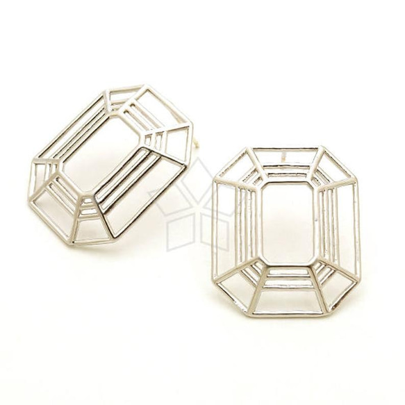 【2個入り(1ペア)】ヘキサゴンスパイダーウェブピアス、くも、925スタッド、マットシルバ―/SI-868-MS チャーム ...