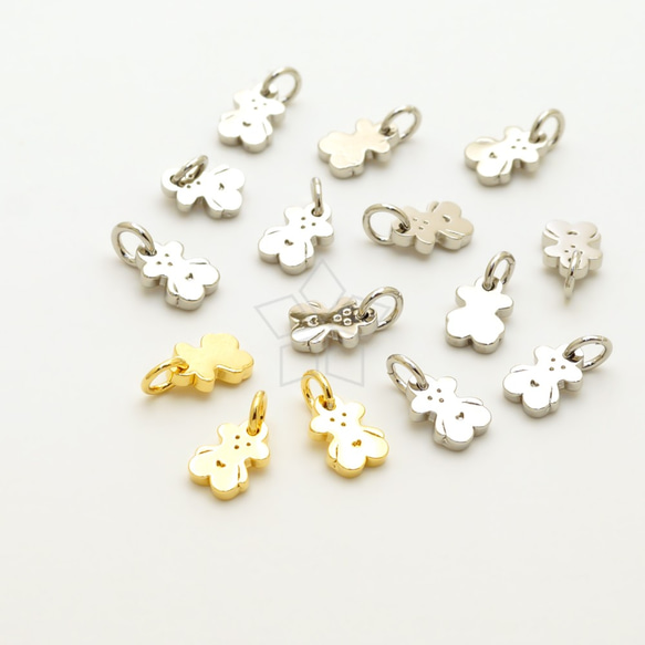 【2個入り】かわいいミニクマちゃんペンダント、熊チャーム、動物、アニマル、ウサギ、2色選択可/PD-3378-OP 金具・チェーン ...