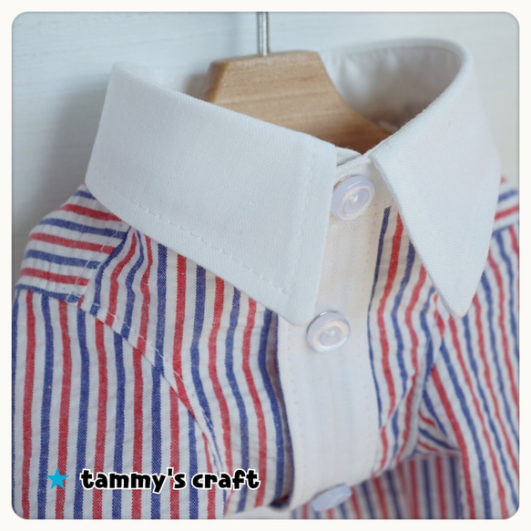 犬服 トリコロールストライプ★シャキッ！とクレリックシャツ★ドッグウェア ペット服・アクセサリー tammy★ 通販 12477738 ...