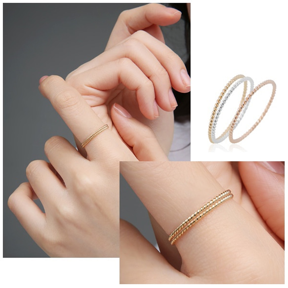 【K18受注製作】選べる地金カラー極細Twist Roopデザイン〜K18金リング 指輪・リング ecudesTOKYO土・日・祝日お休み ...