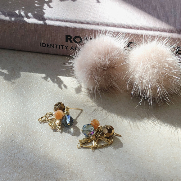 twinkle stones ミンクファー モーブピンク ピアス/イヤリング ピアス（スタッド・一粒） and story 通販 ...