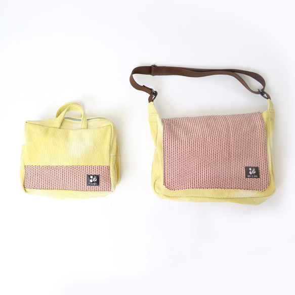 キッズバッグ2点セット イエロー - 三河木綿 / お祝いギフト 保育園、幼稚園、お出かけ、オムツ入れ 名前入れ無料 その他入園グッズ ...
