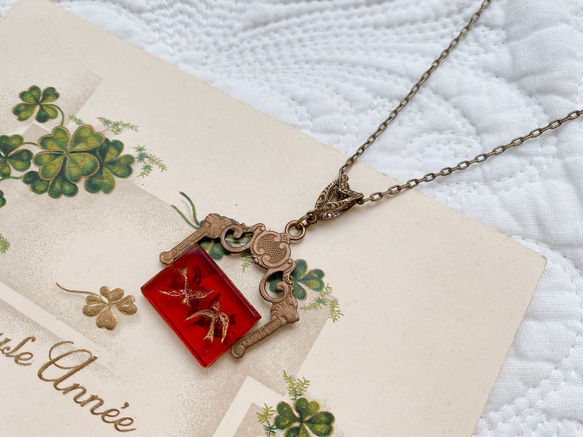 ＊pさまのご予約品＊＊一点もの＊アンティーク・レッドフォブのネックレス（ツバメ） ネックレス・ペンダント ondulations 通販 ...