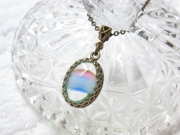 ヴィンテージ・アイリスグラス、パステルオーバルネックレス ネックレス・ペンダント ondulations 通販 5771437｜Creema ...