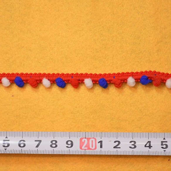 カラフルポンポンテープ レッド×ホワイト×ネイビー[pntop123-6] リボン・テープ ポキート るう 通販 1918567｜Creema ...