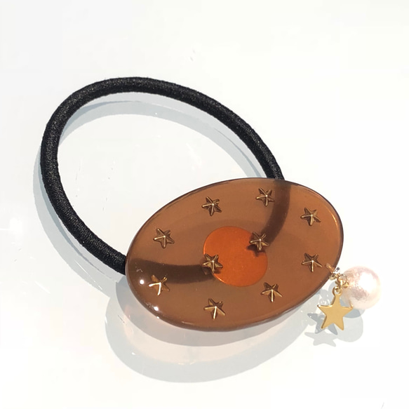 スタースタッズ☆ブラウンクリアヘアゴム ヘアゴム ...merc... 通販 5961002｜Creema(クリーマ)