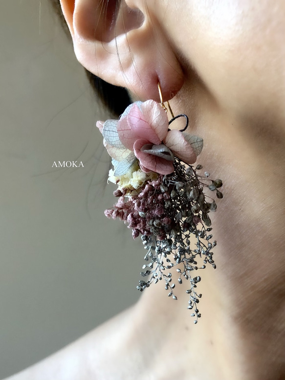 champ de fleure シャンドゥフルール ドライフラワーピアス/イヤリング 卒業式 卒園式 入学式 入園式 ピアス（フック・チェーン ...